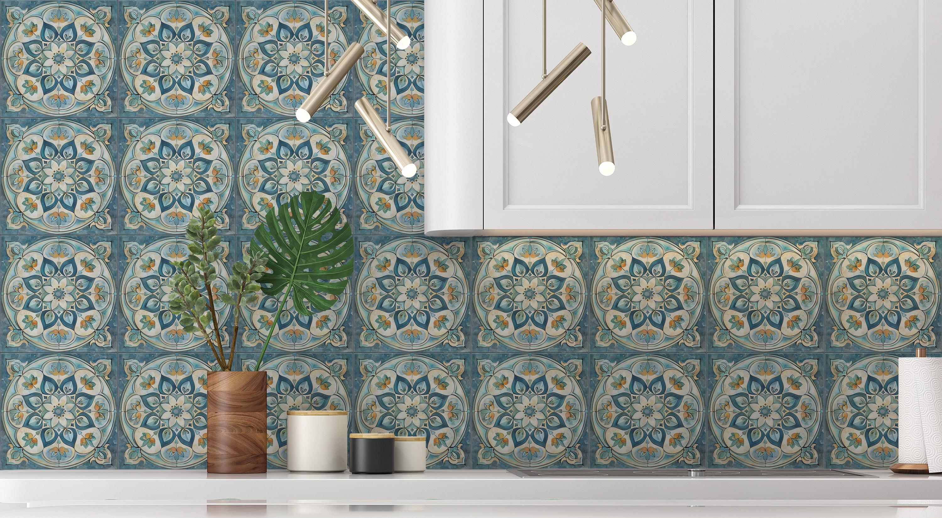 Blue Ceramic Tile Backsplash Tile Decorative Blue Tile - Blue Kitchen ...