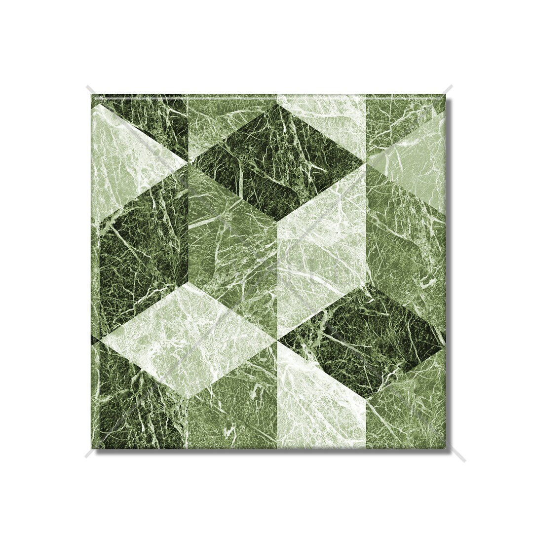 Illusion Cube Design Ceramic Tile - Green Decorative Patterned Ceramic ...