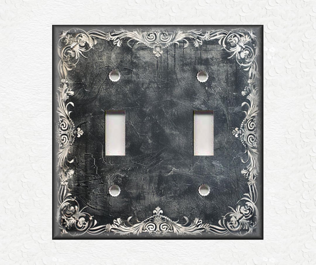 Vintage Black and Grey Frame Design Metal Light Switch Plate Covers and ...
