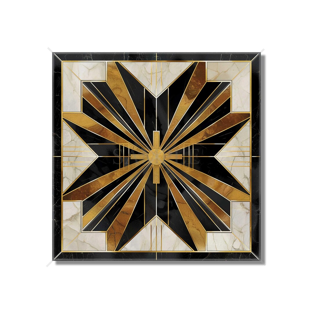 Art Deco Design Ceramic Tile Black and Gold Tones Art Deco Kitchen ...
