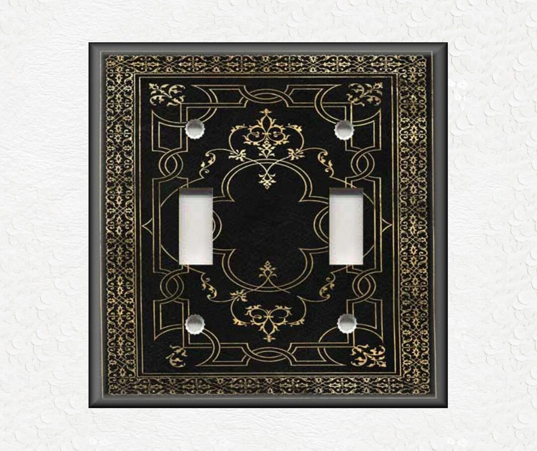 Art Deco Gold and Black Metal Switch Plate Covers and Outlet Covers Set ...