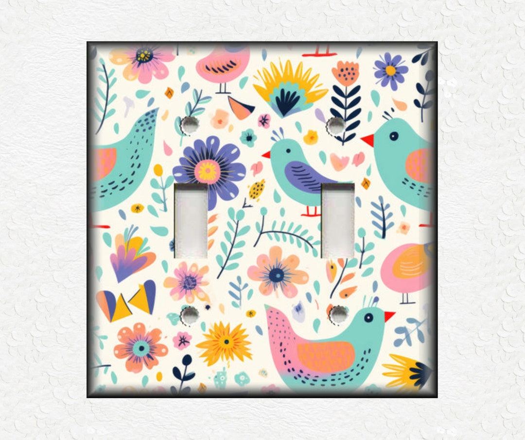 Colorful Birds Design Metal Switch Plate Covers and Outlet Covers ...