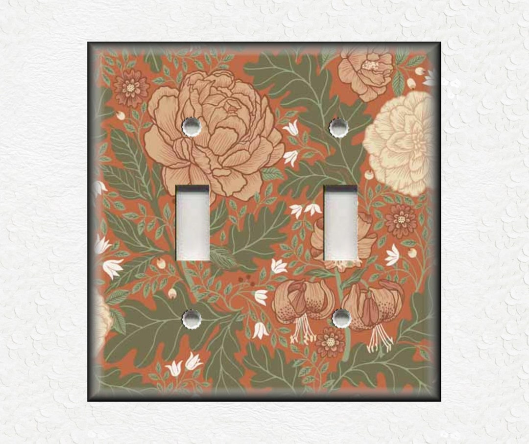 Peach Sage Green Antique Floral Switch Plate Cover - Decorative ...
