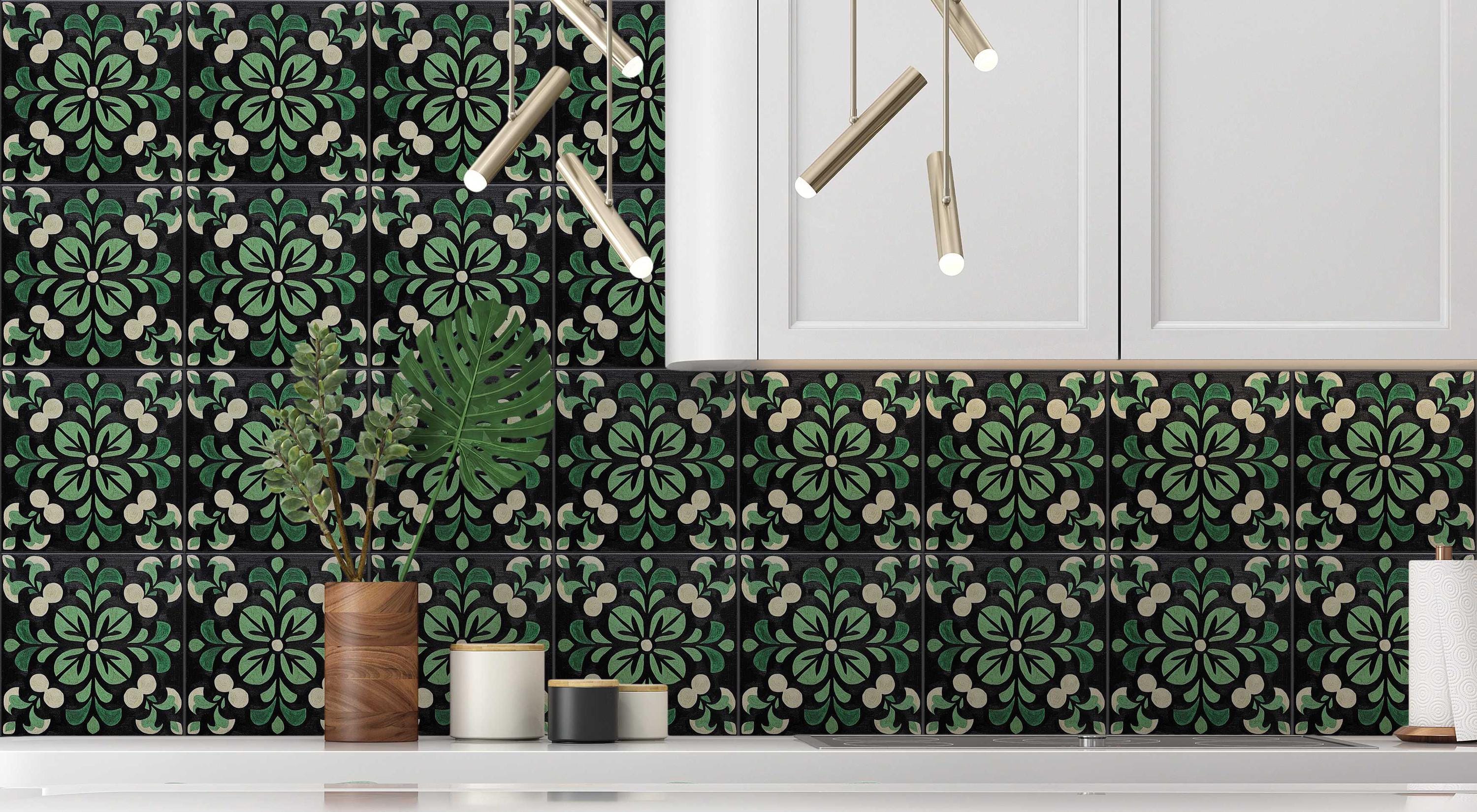 Dark Green Black Ceramic Tile Vintage Design Tile Unique Green Kitchen ...