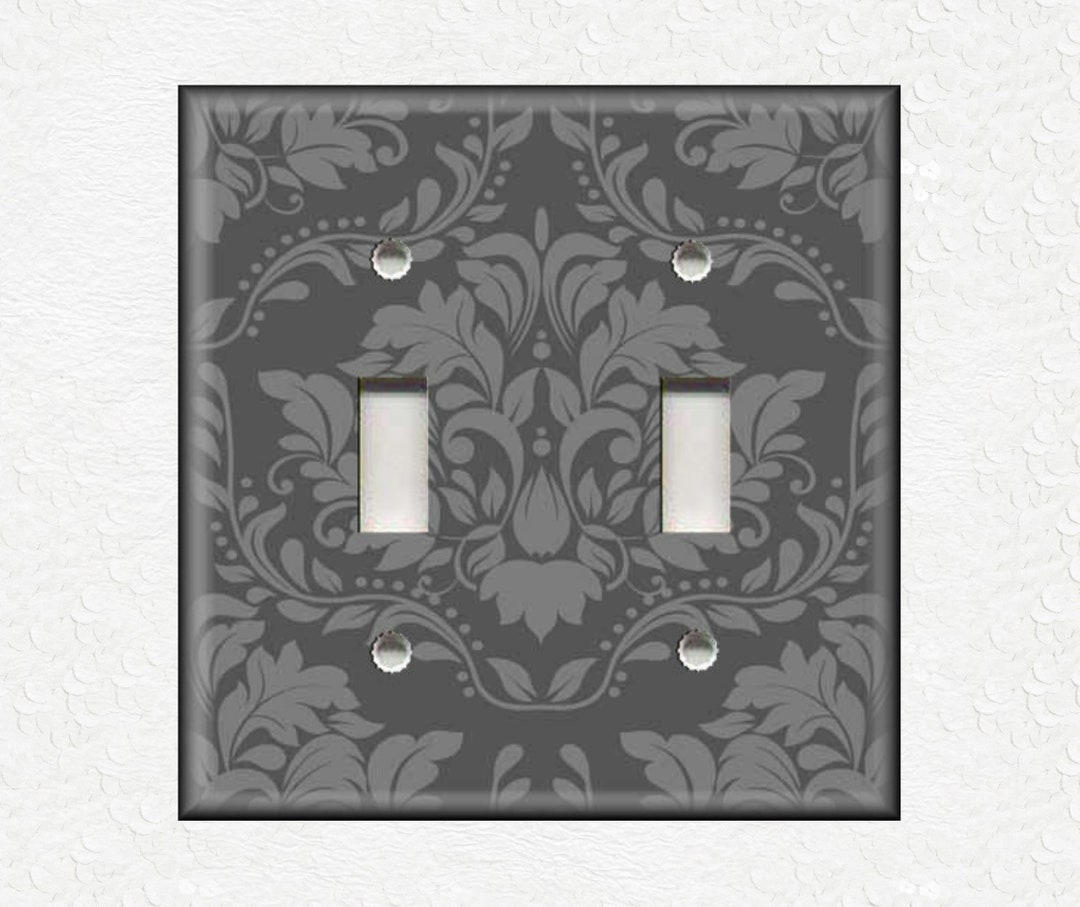 Ornate Royalty Design Grey Switch Plate Cover Decorative Damask Metal ...