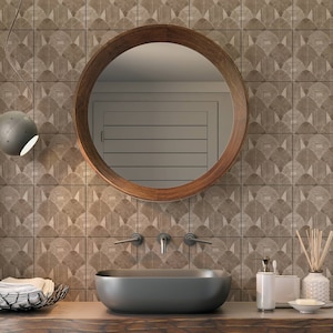 Tan Brown Ceramic Tile Vintage Art Deco Design Kitchen Backsplash Tile ...