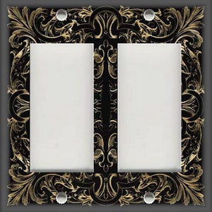 Art Deco Gold and Black Metal Switch Plate Covers and Outlet Covers Set ...