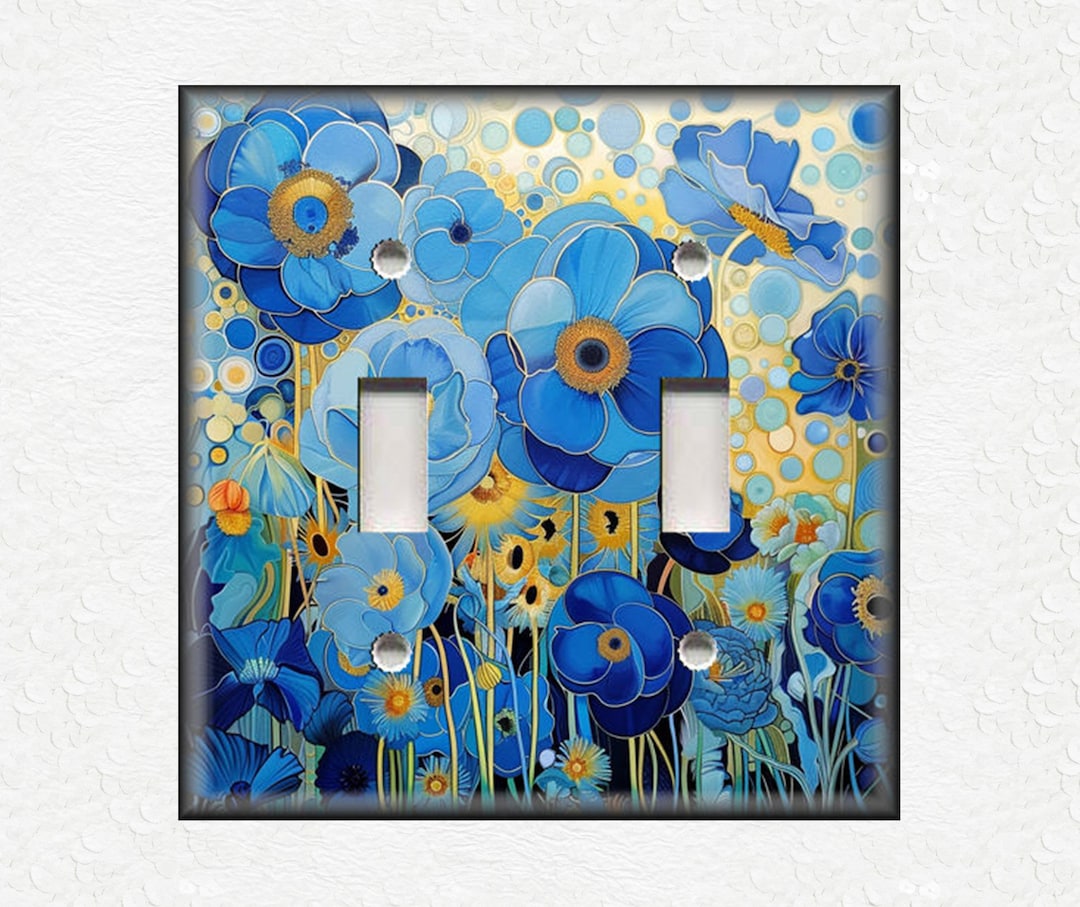 Blue Floral Art Switch Plate Covers and Outlet Covers - Art Nouveau ...