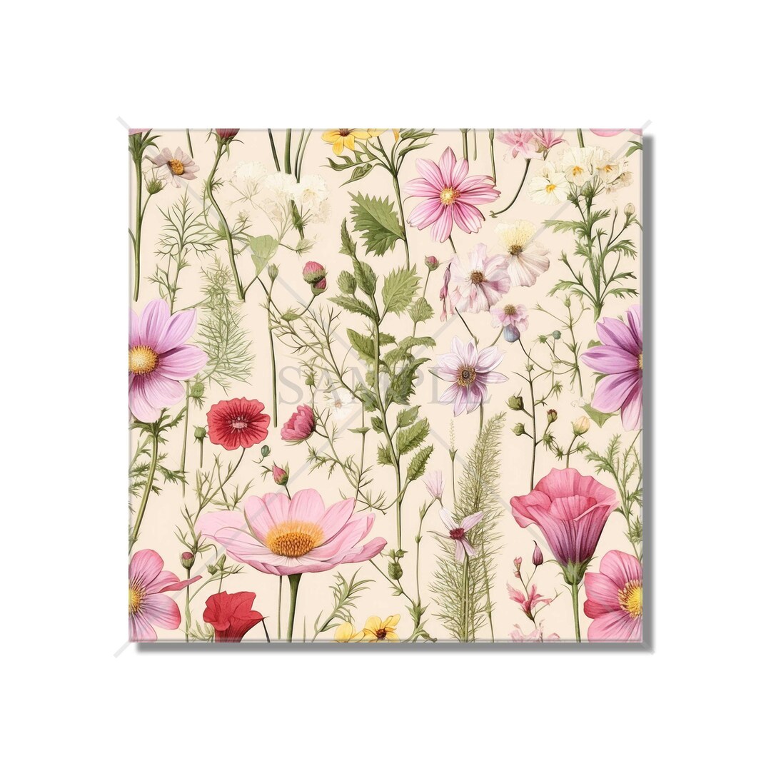Botanical Floral Ceramic Tile - Kitchen Backsplash Tile - Bathroom Tile ...