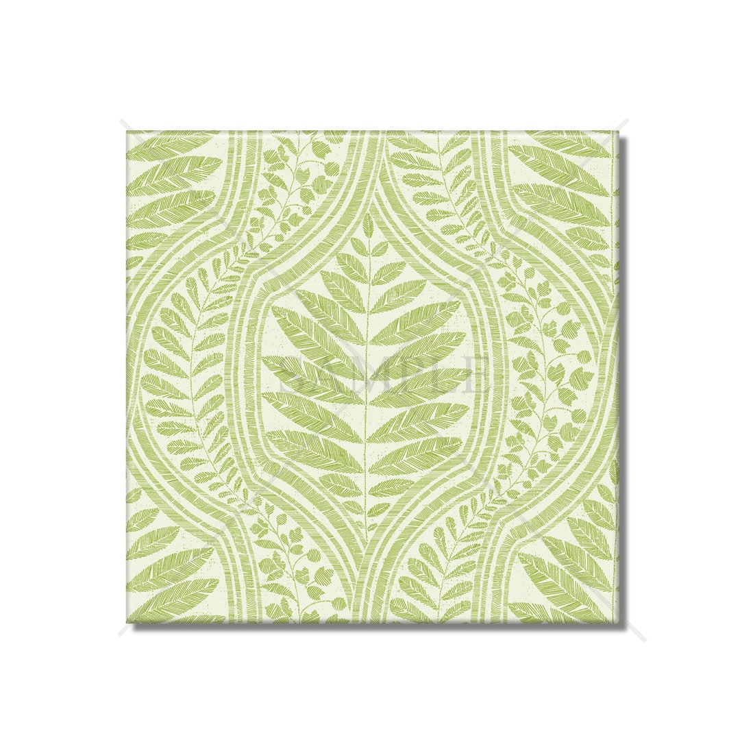 Green Botanical Leaf Pattern Ceramic Tile - Leaf Design Ceramic Kitchen ...