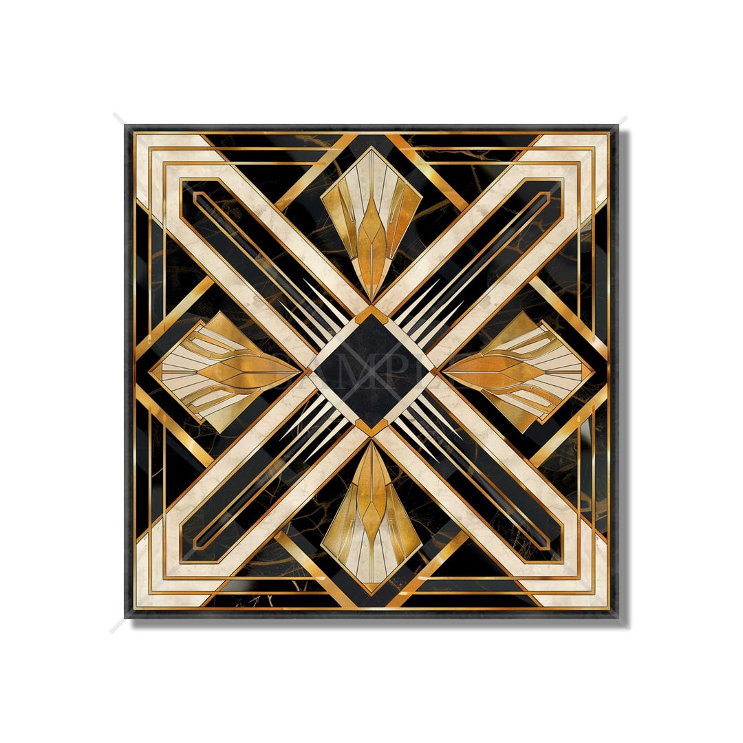 Art Deco Design Ceramic Tile Black and Gold Tones Art Deco Kitchen ...