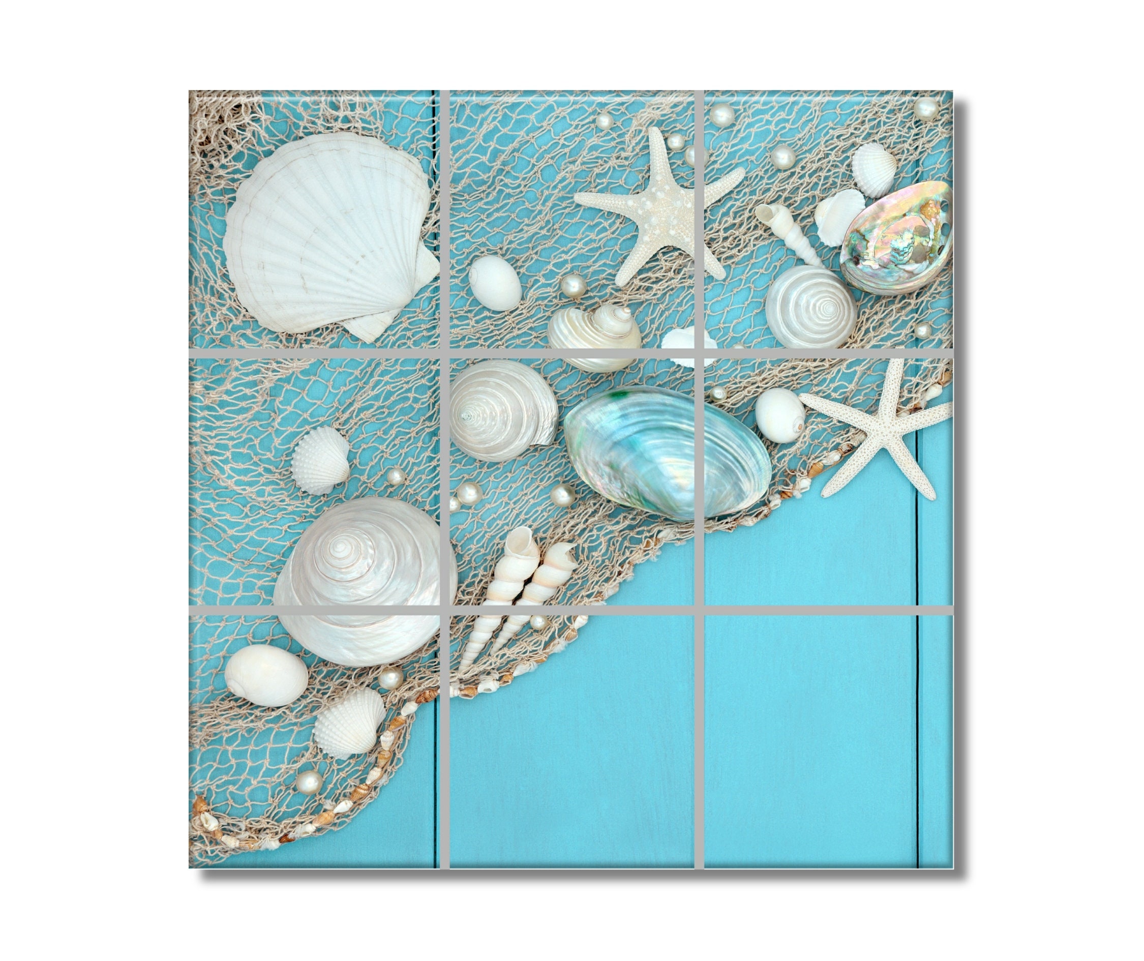 Ceramic Tile Mural Tile Mural Beach Shells Net Design Tile | Etsy