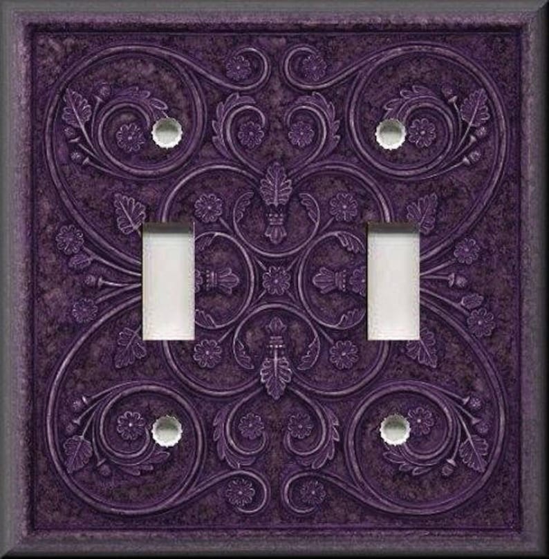French Pattern Design Purple Decor French Decor - Metal Light Switch ...