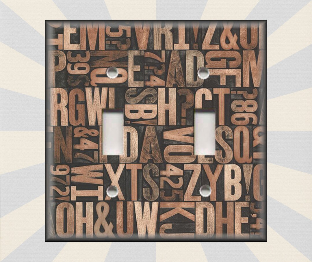 Wood Design Type Set Letters - Metal Light Switch Plate Covers - Switch ...