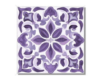 Purple Gray Patterned Ceramic Tile - Purple Kitchen Backsplash Tile ...
