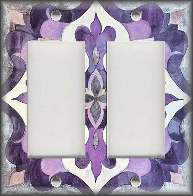 Purple Patterned Metal Light Switch Plate Covers and Outlet Covers ...