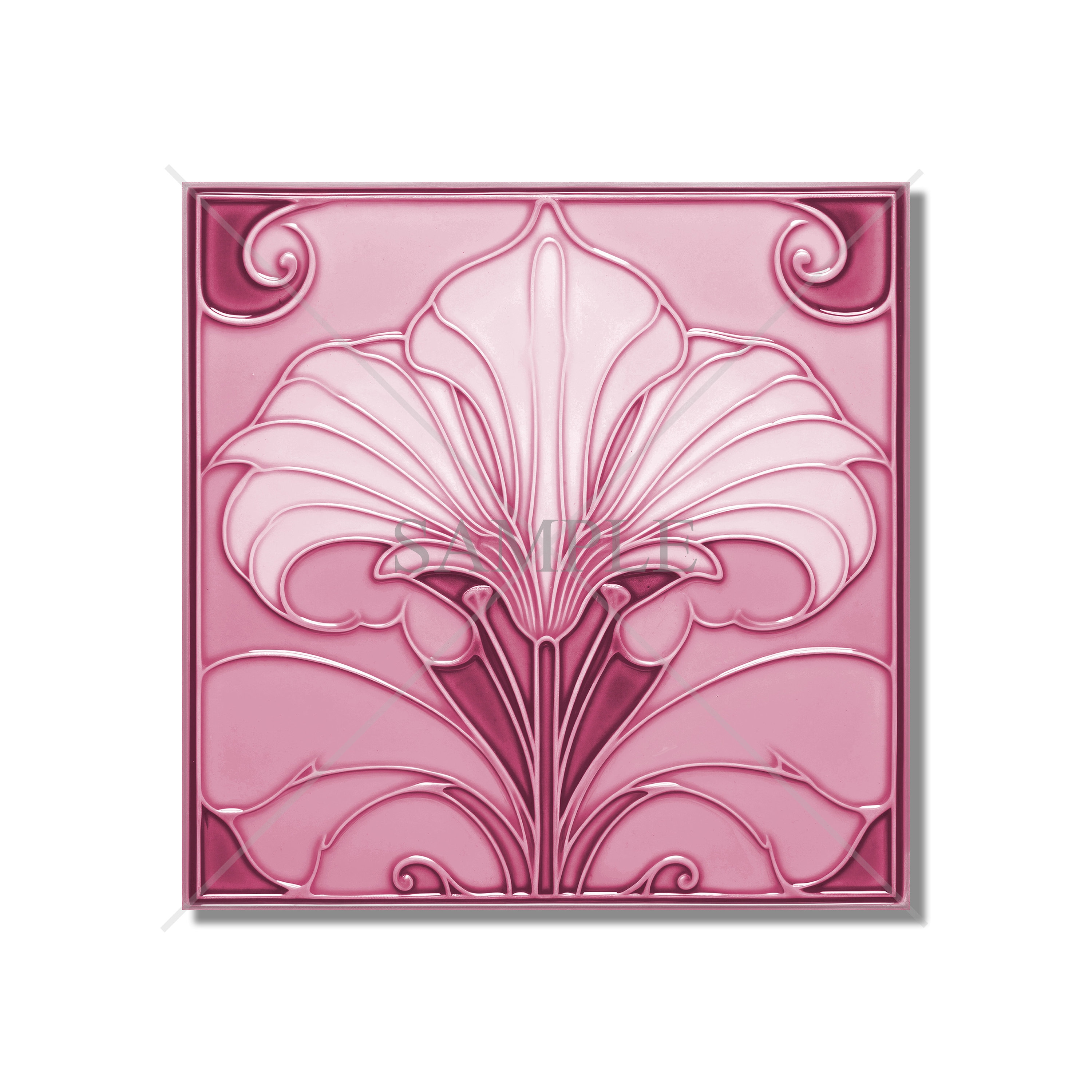 Ceramic Tile Kitchen Backsplash Tile Pink Tile Vintage Art Nouveau ...