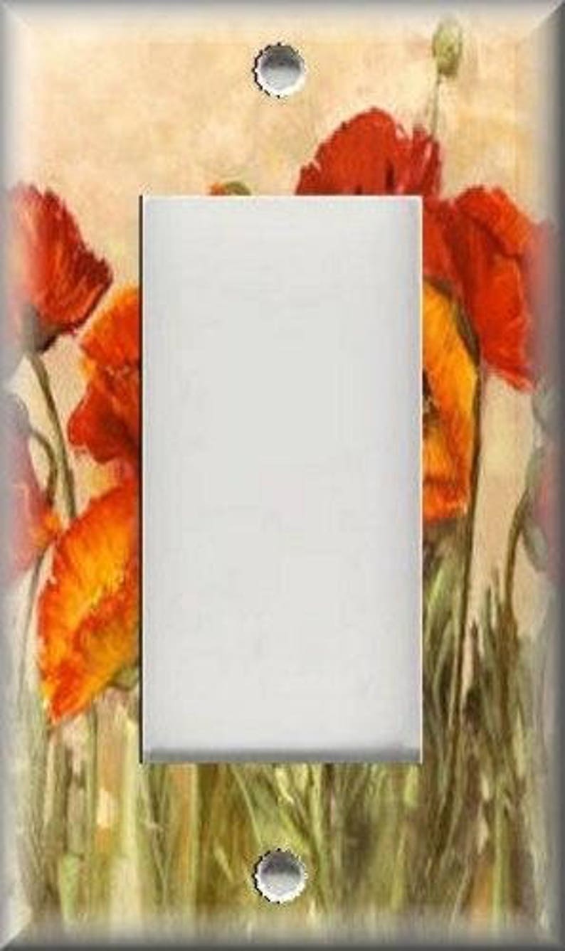 Orange Poppy Flowers Switch Plate Covers - Metal Light Switch Plate ...