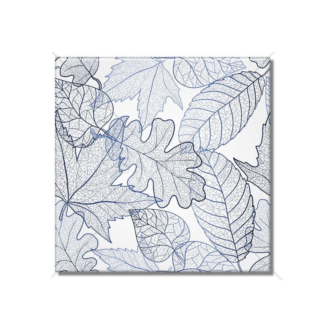 Continuous Leaf Design Ceramic Tile - Blue Leaf Ceramic Kitchen ...