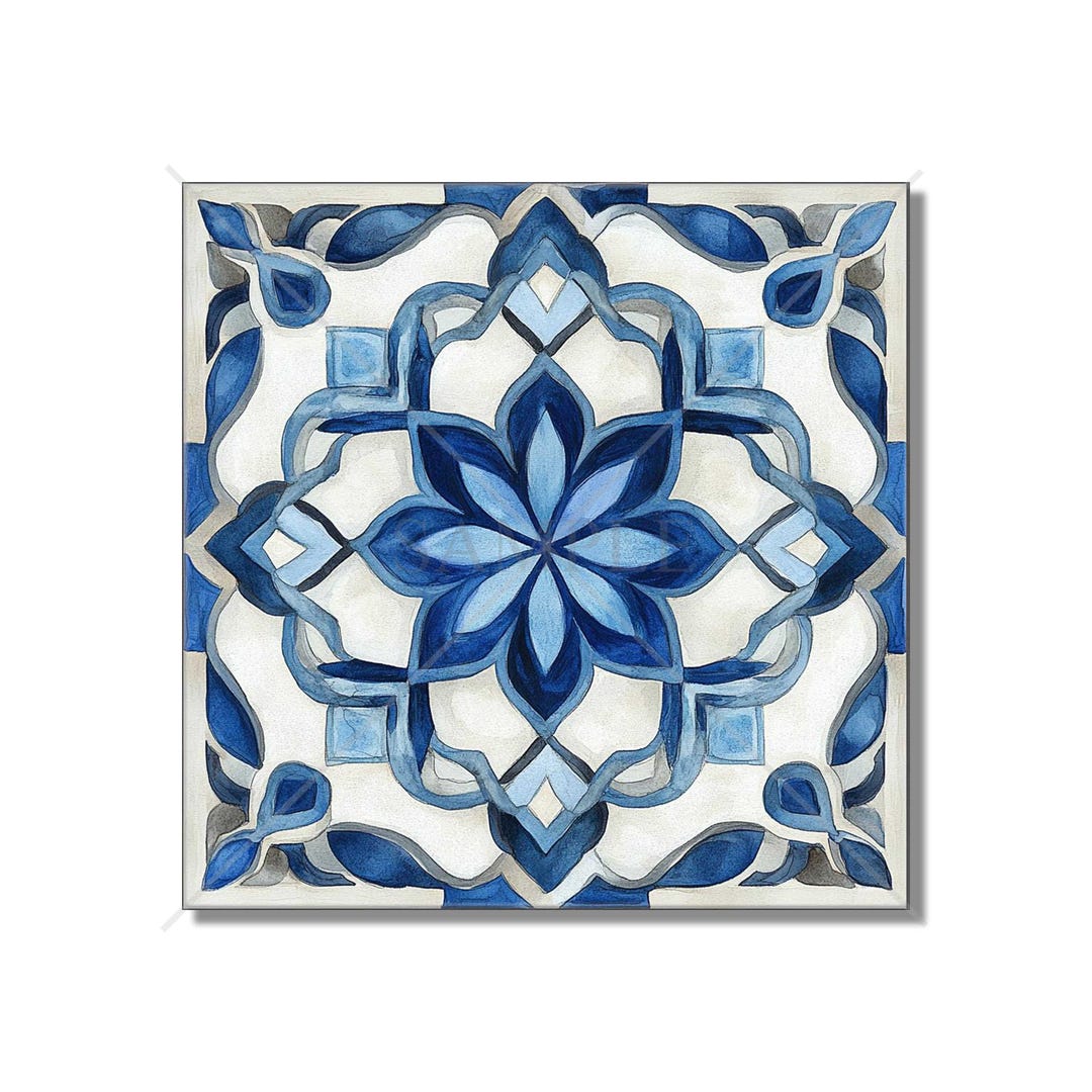 Blue Grey Ceramic Tile - Patterned Tile Backsplash - Blue Kitchen Tile ...