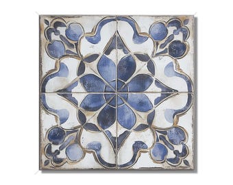 Blue White Gray Ceramic Tile - Vintage Moroccan Tile Design - Kitchen ...