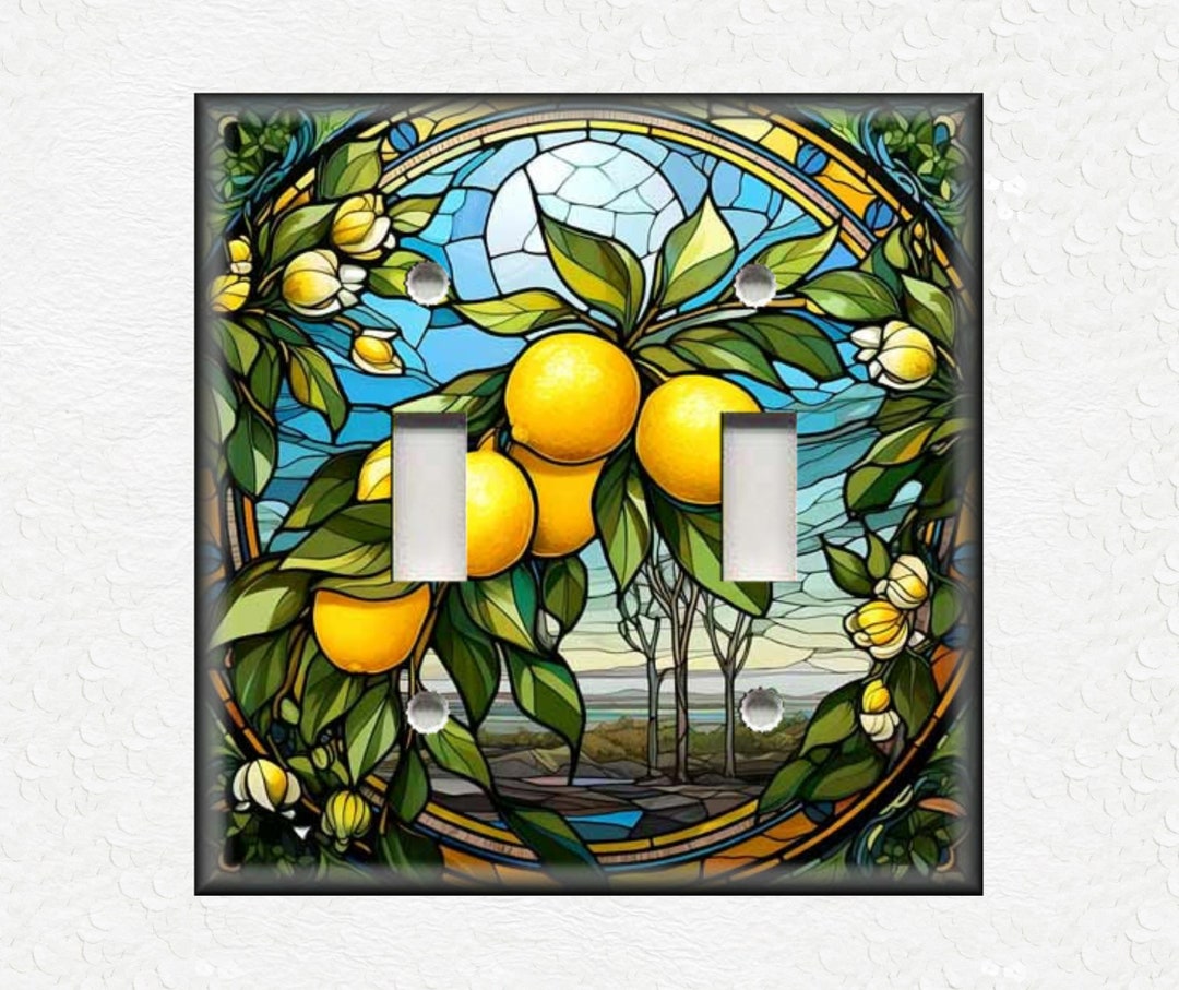 Stained Glass Lemons Design Home Decor - Art Nouveau Style Metal Light ...