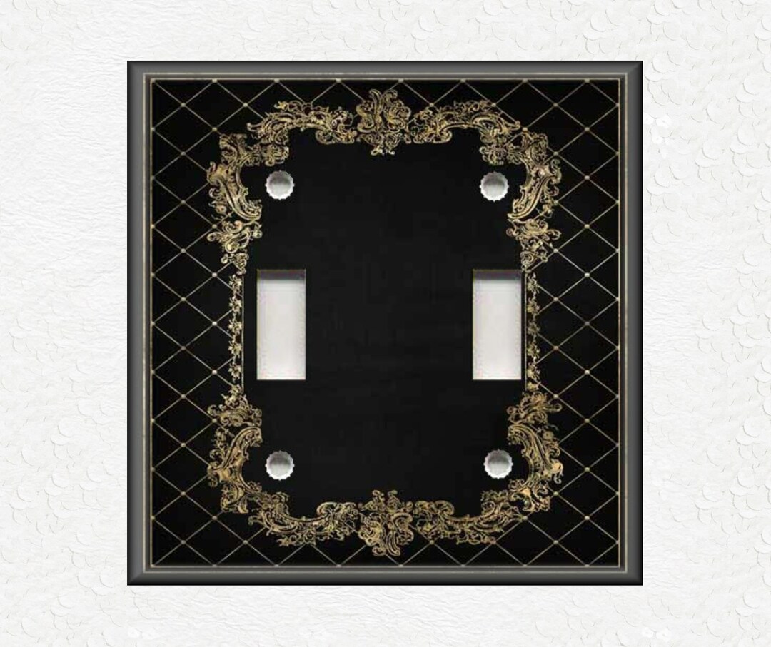 Art Deco Gold and Black Metal Switch Plate Covers and Outlet Covers Set ...