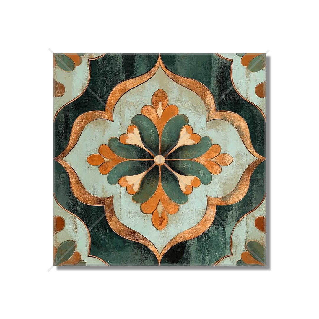Green Copper Ceramic Tile - Vintage Aged Design Tile - Unique Green ...