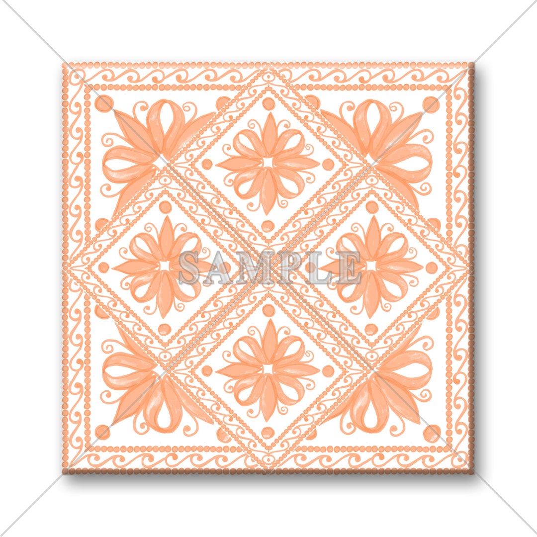 Patterned Tile Peach Design Backsplash Tile Unique Ceramic Accent Tile ...