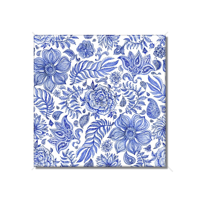 Lotus Flower Blue and White Ceramic Tile - Bathroom Wall Tile ...