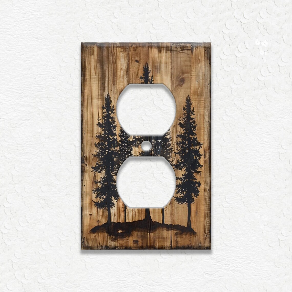 Pine Tree Forest Rustic Wood Design - Metal Switch Plate Covers and ...