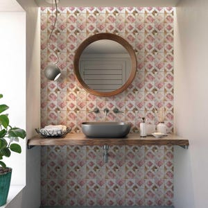Pink Geometric Ceramic Tile Pink and White Kitchen Backsplash Tile ...