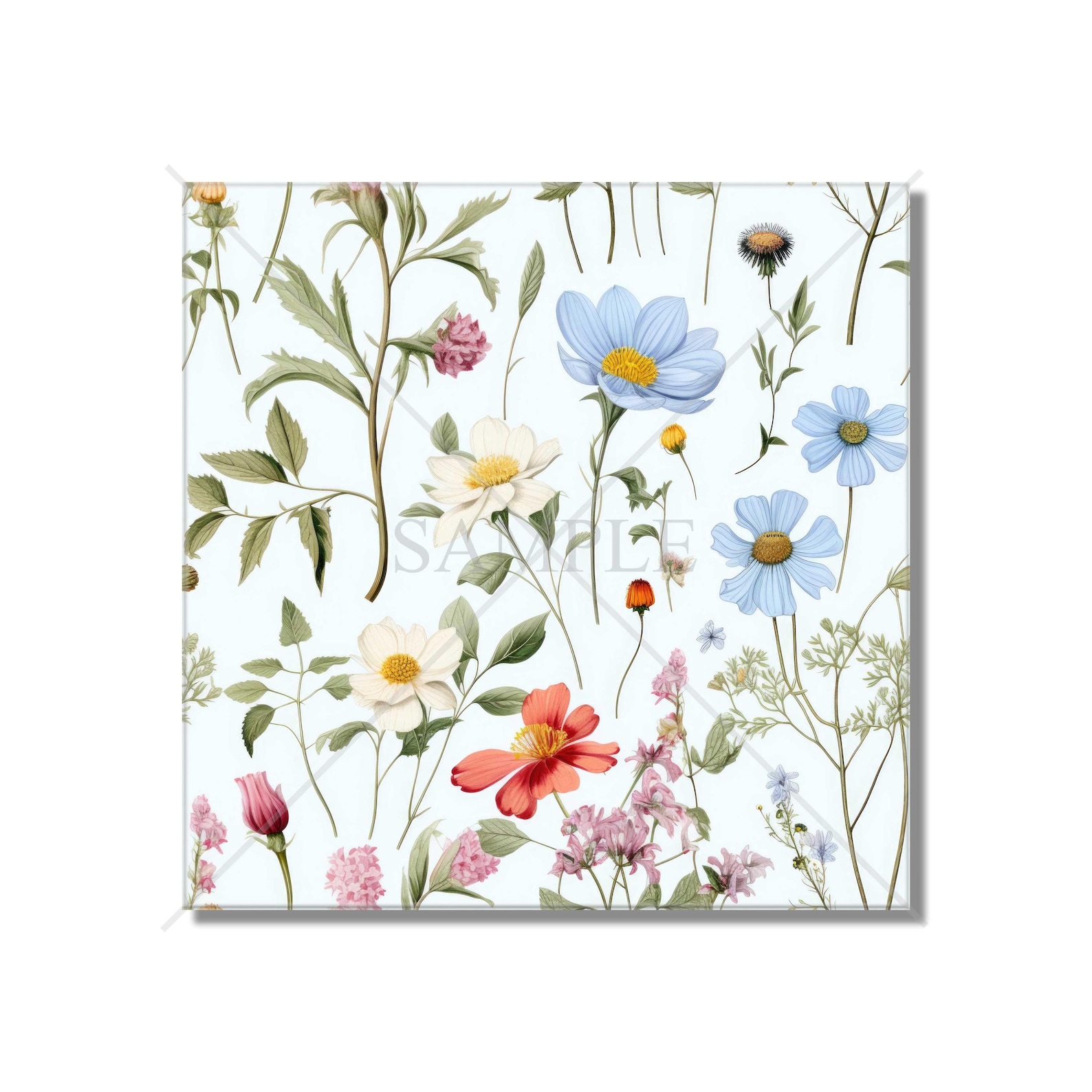 Botanical Floral Ceramic Tile - Kitchen Backsplash Tile - Bathroom Tile ...