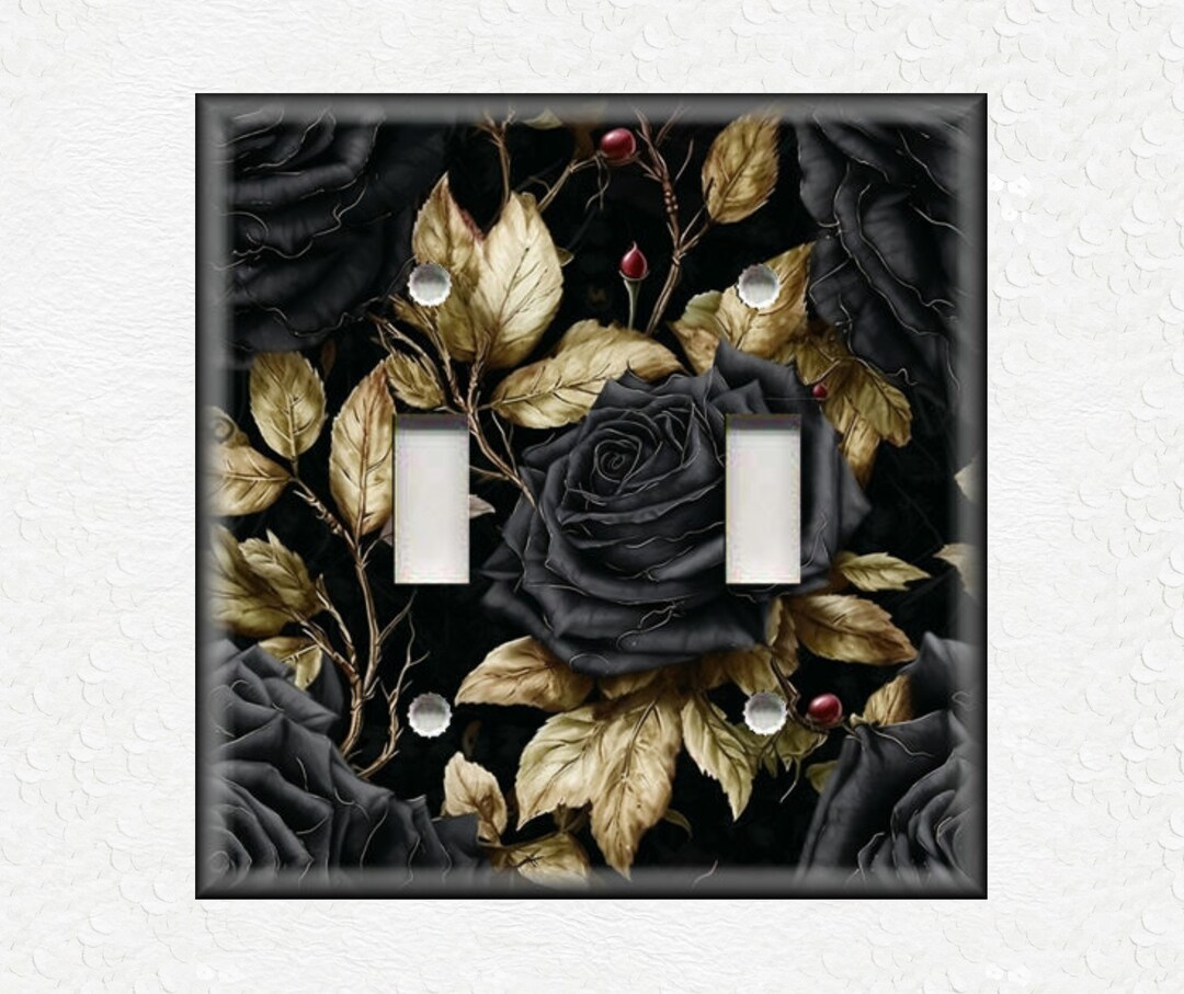 Gothic Design Light Switch Covers and Outlet Covers - Black Rose Design ...