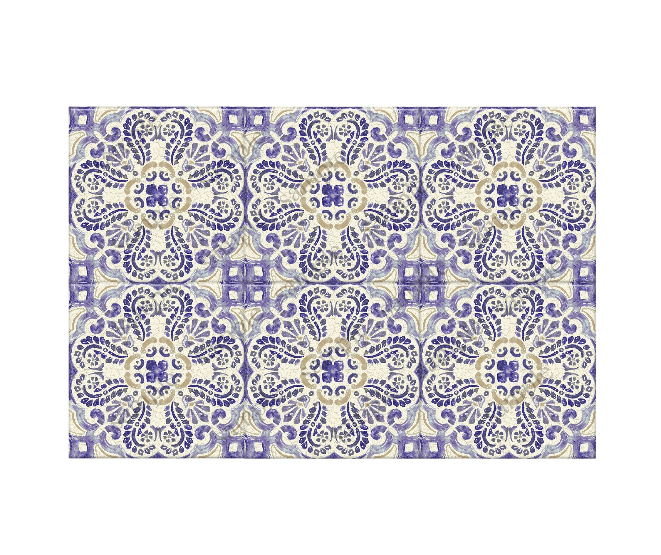 Purple and Tan Patterned Ceramic Tile Multi Colored Vintage Design ...