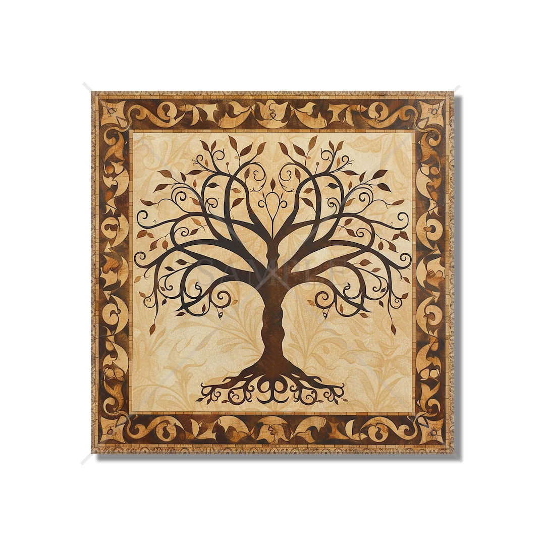 Tree of Life Design Ceramic Tile - Neutral Kitchen Backsplash - Tree ...