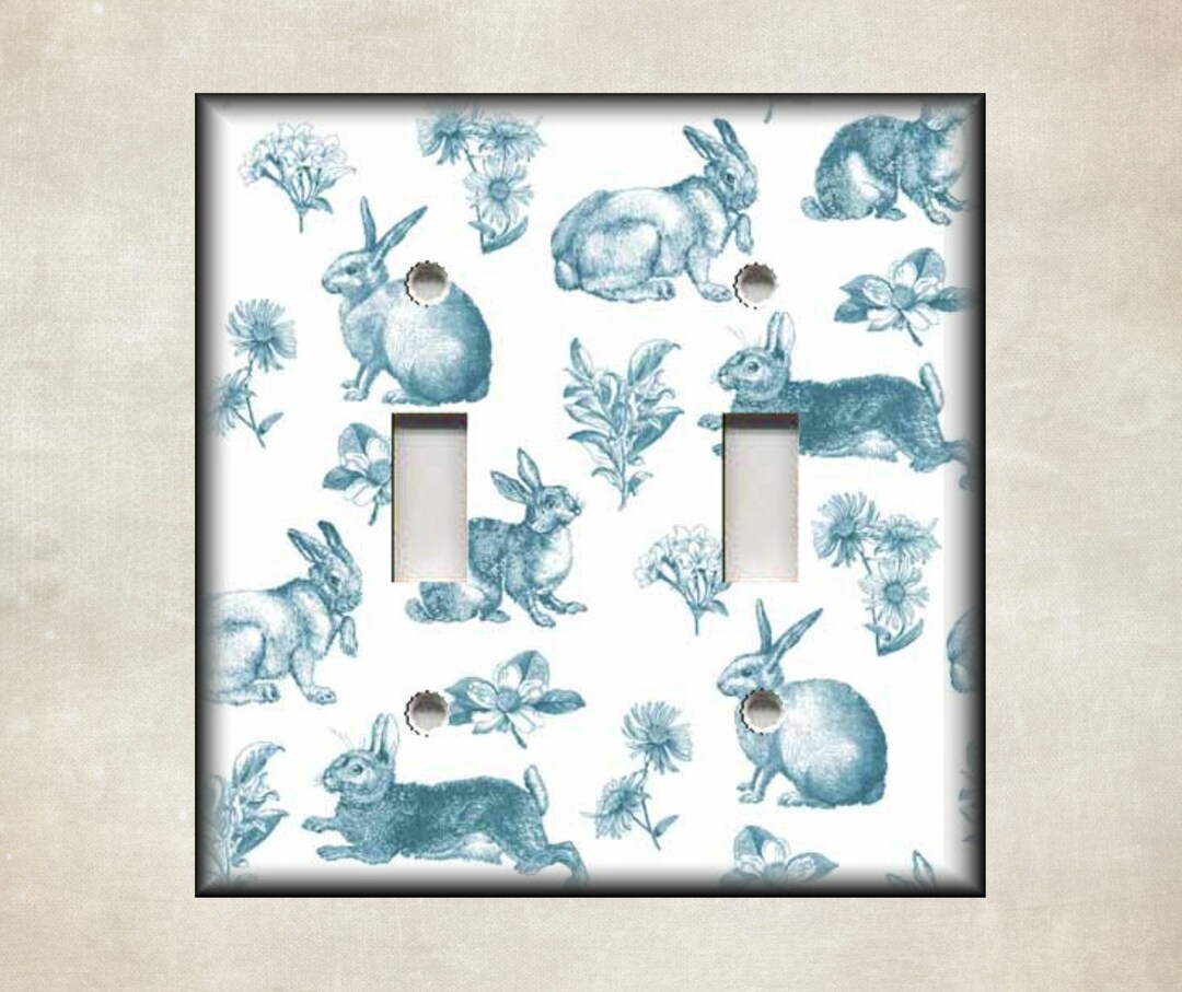 Bunny Rabbits Blue White Decorative Switch Plates and Outlet Covers ...
