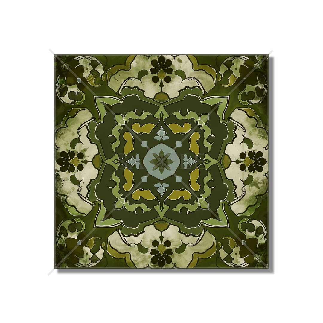 Green Tones Moroccan Ceramic Tile Design Green Kitchen Backsplash Tile ...