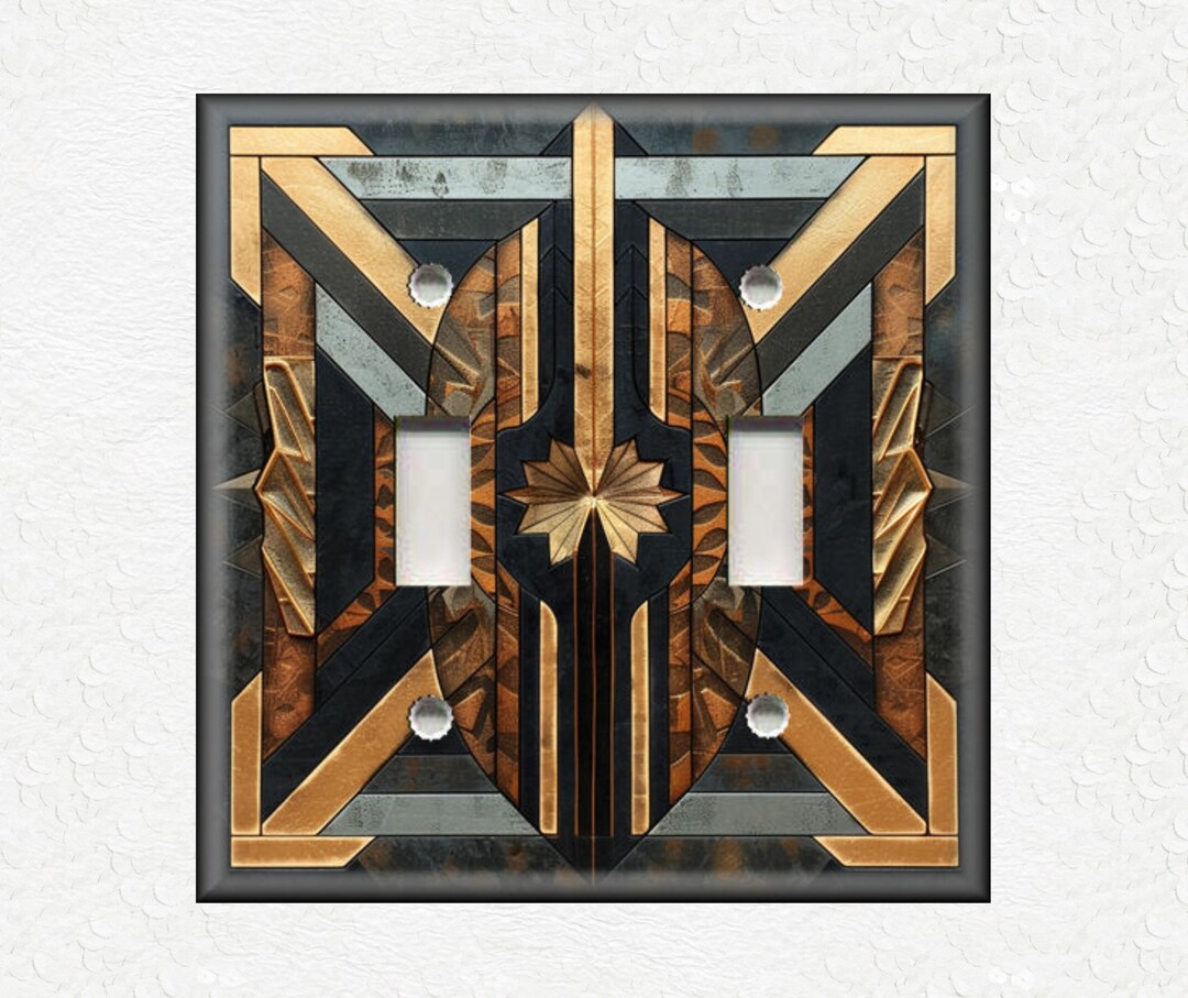 Art Deco Home Decor Black and Gold Art Decor - Metal Light Switch Plate ...