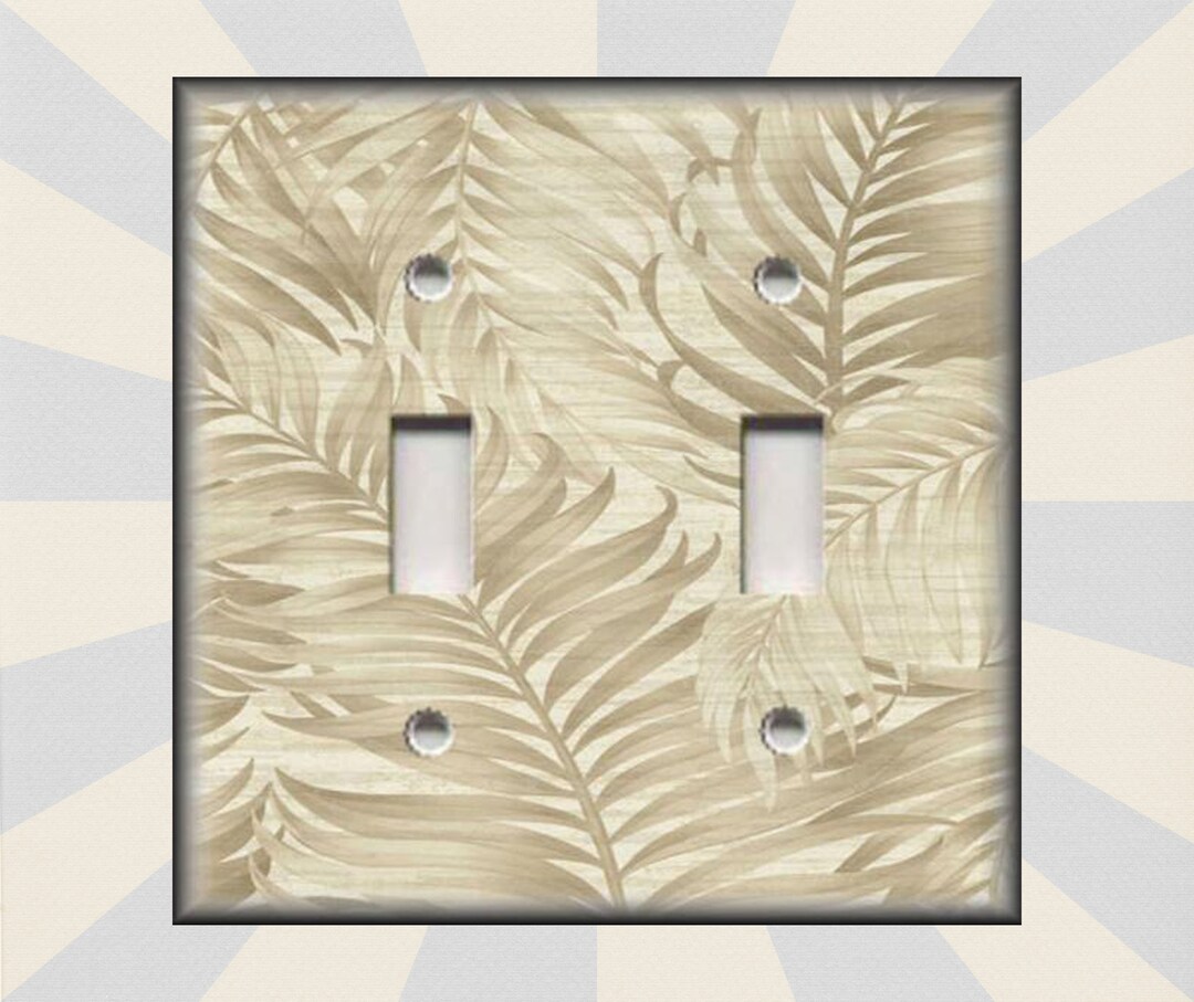 Beach Switch Plates Outlet Covers - Palm Leaves Tropical Home Decor Tan ...