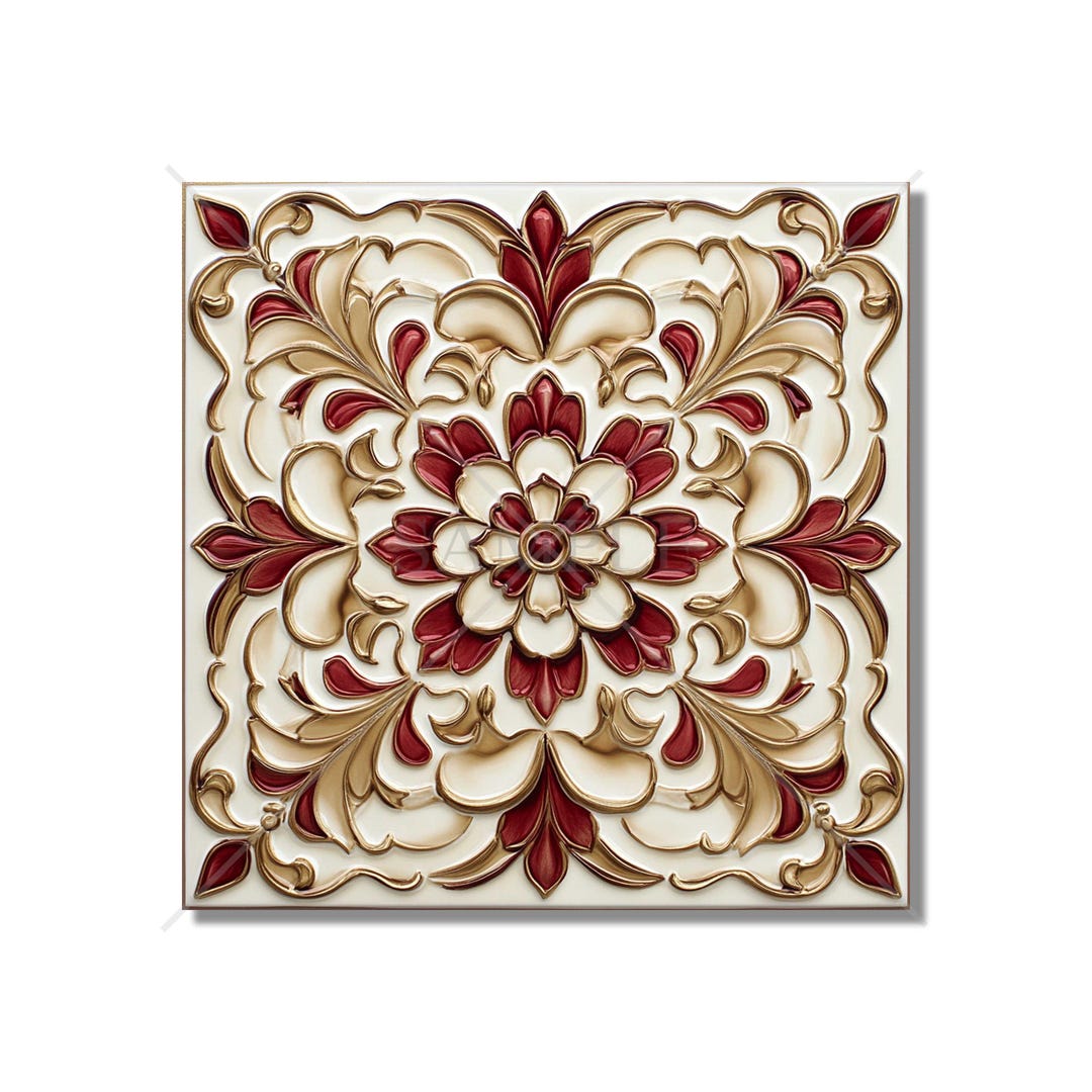 Red Ceramic Tile Unique Patterned Red Kitchen Backsplash Tiles Red ...