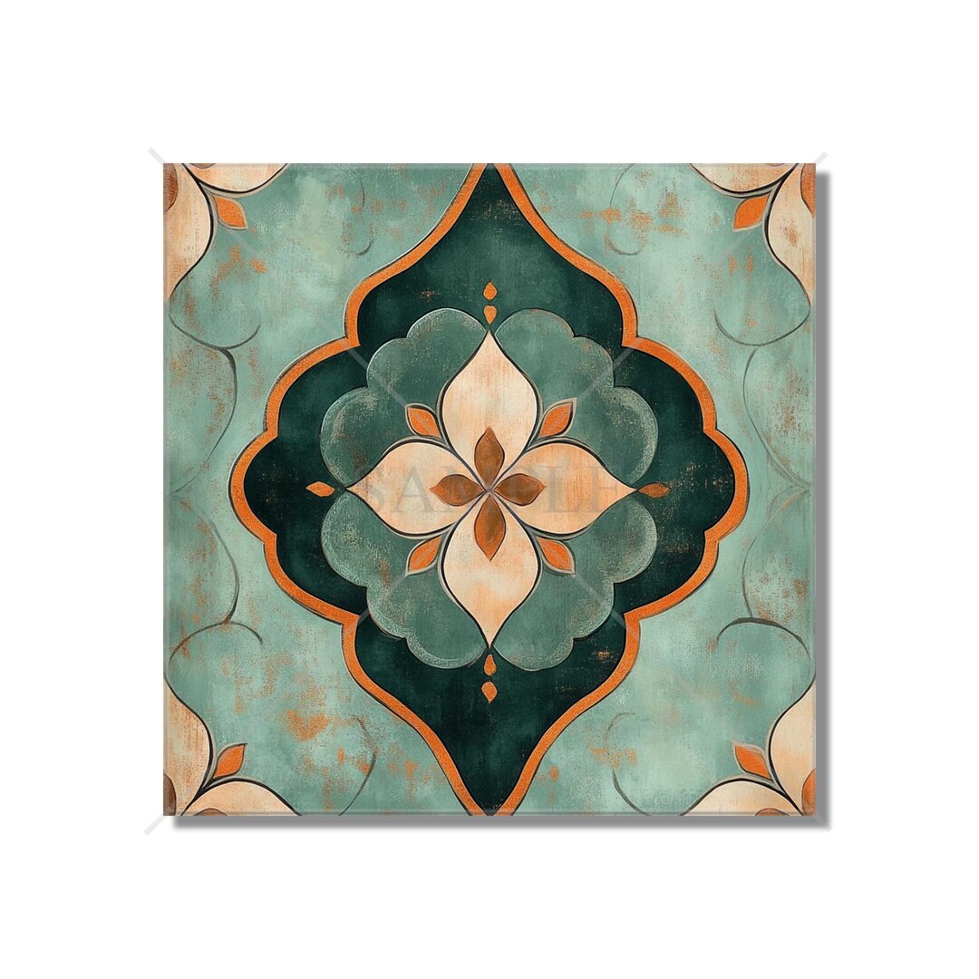 Aged Green Copper Ceramic Tile - Vintage Aged Design Tile - Unique ...