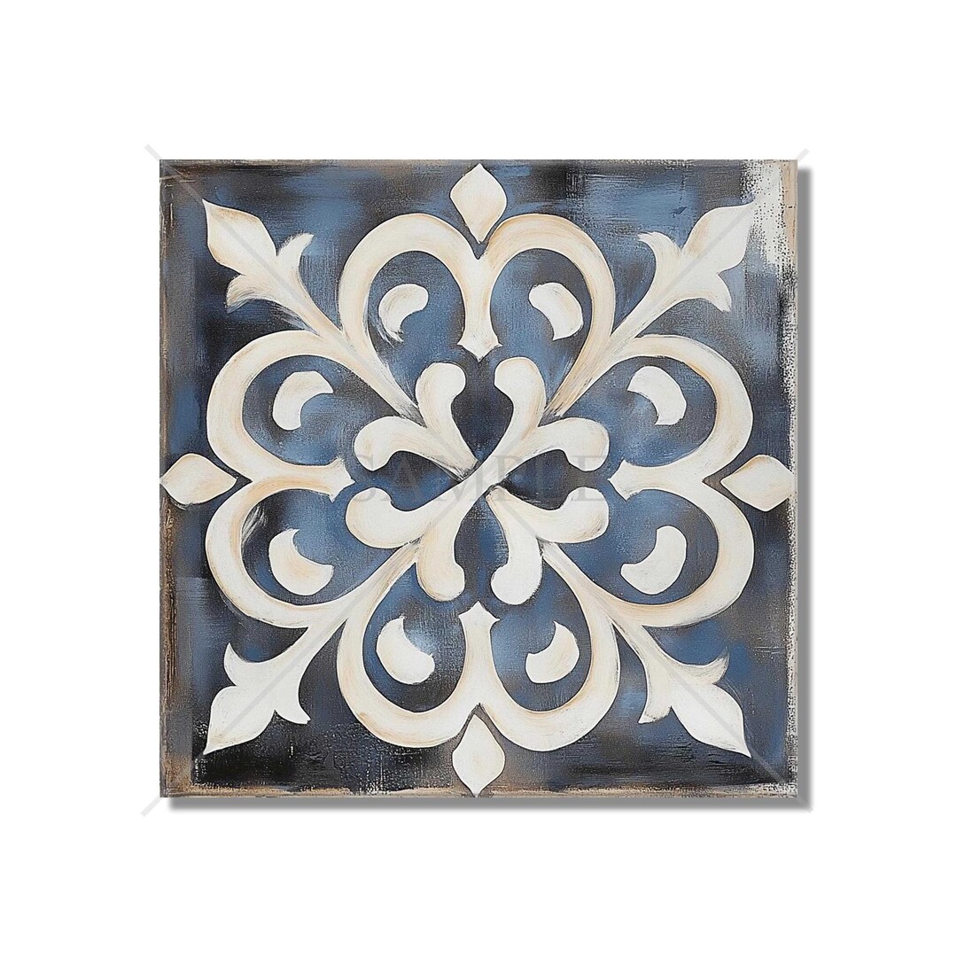 Blue Gray Ceramic Tile - Vintage Aged Design Tile Backsplash - Blue ...