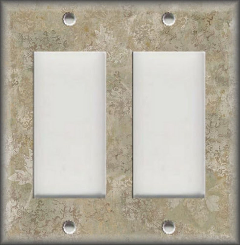 Stone Pattern Rustic Decor Stone With Leaves - Metal Switch Plate ...