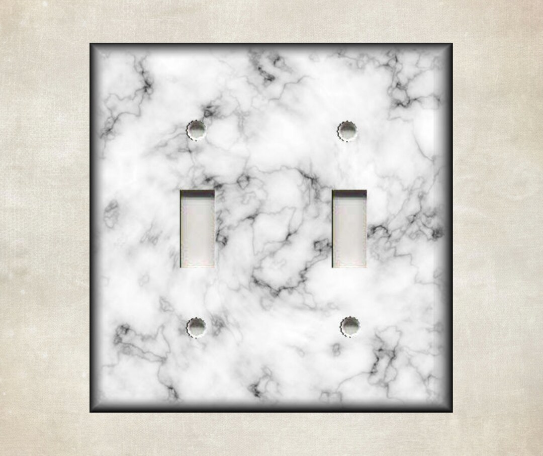 White and Grey Marble Design Switch Plate - Metal Light Switch Covers ...