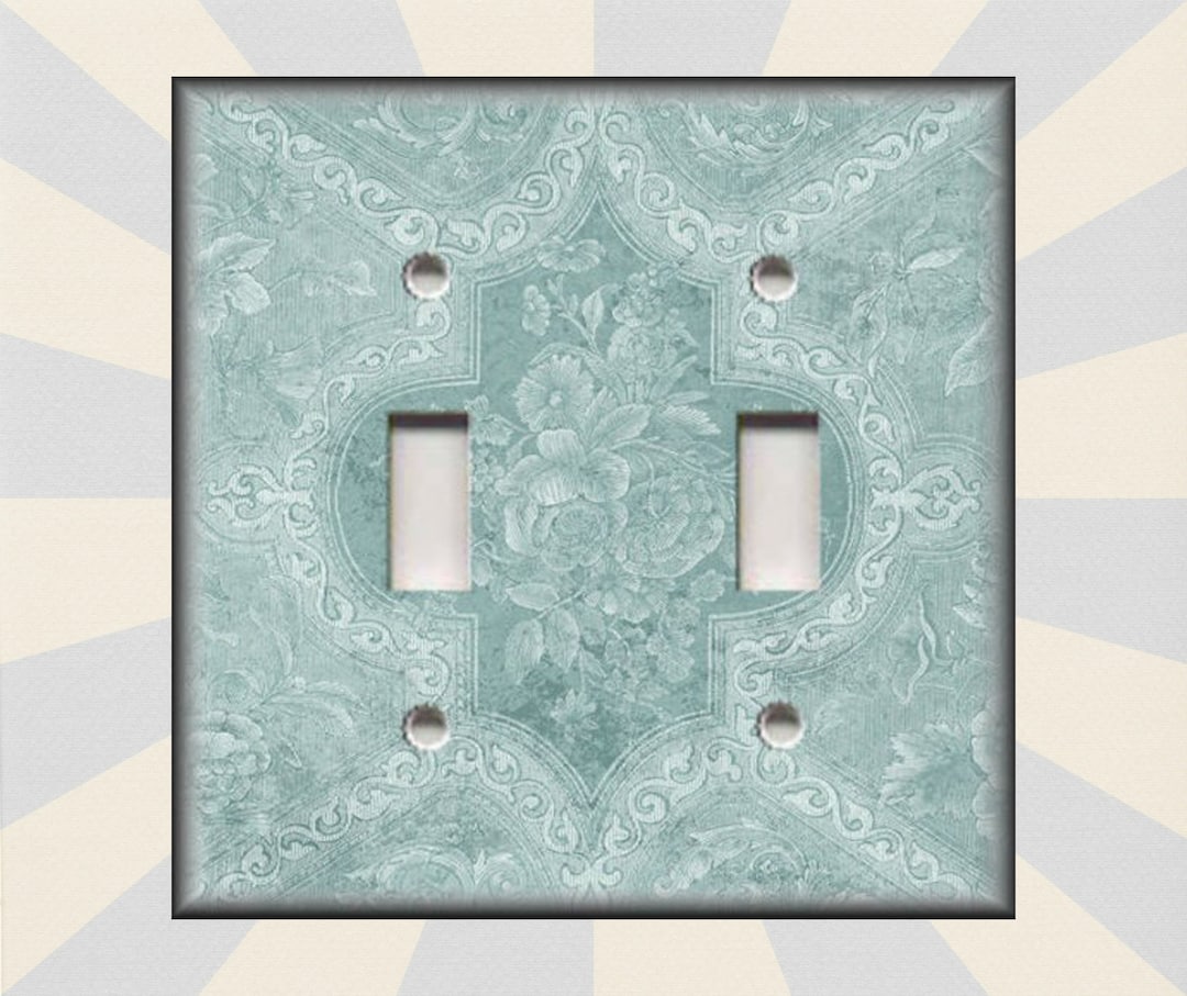 Decorative Floral Design Light Teal Sea Foam - Metal Light Switch Plate ...