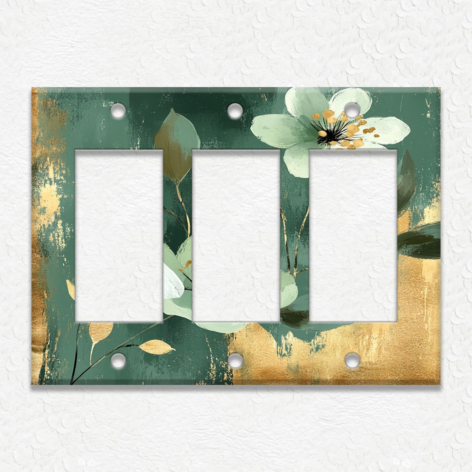 Green Gold Floral Switch Plate Covers and Outlet Covers Unique Light ...