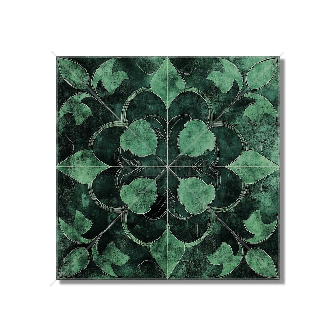 Dark Emerald Green Ceramic Tile - Vintage Aged Design Tile - Unique ...