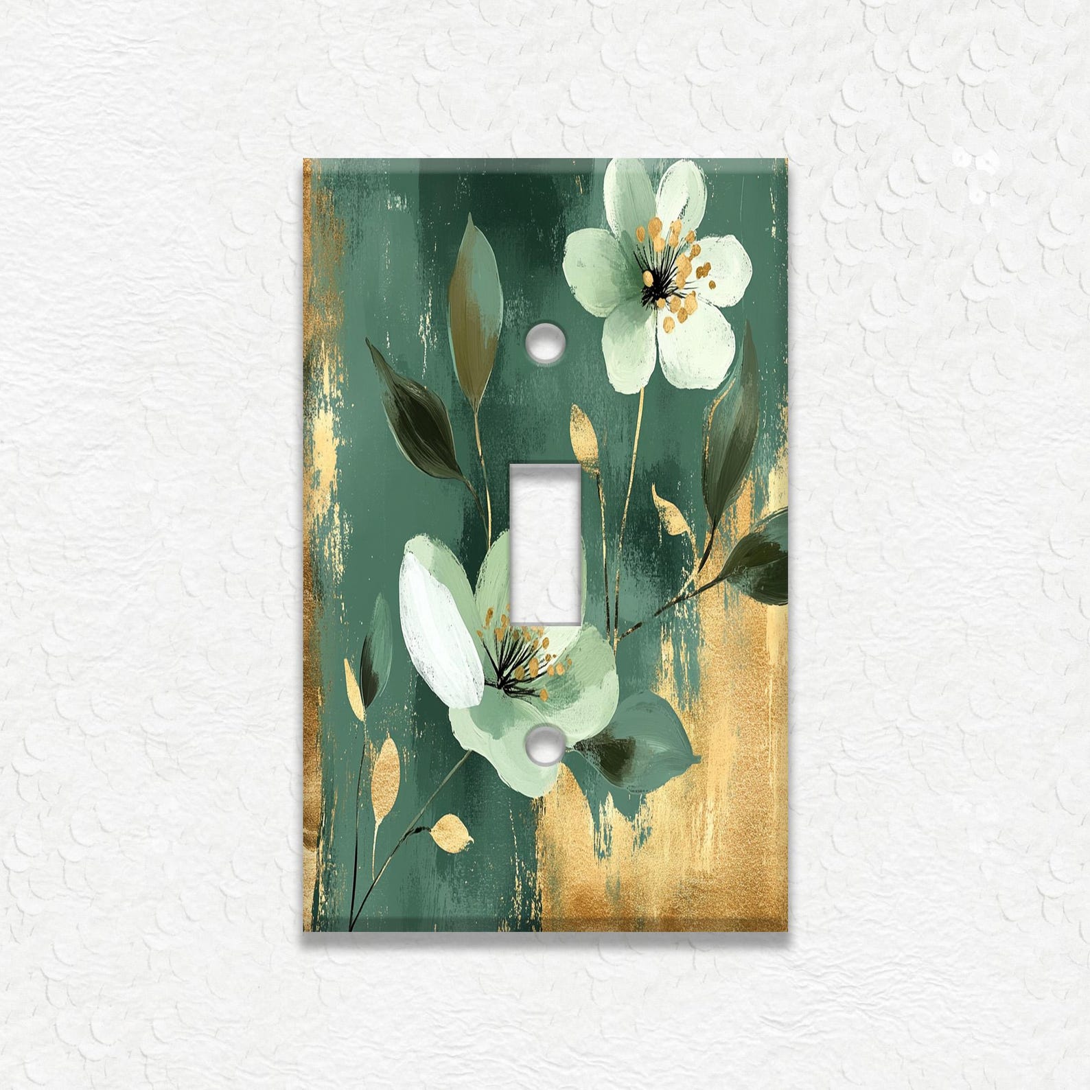 Green Gold Floral Switch Plate Covers and Outlet Covers Unique Light ...
