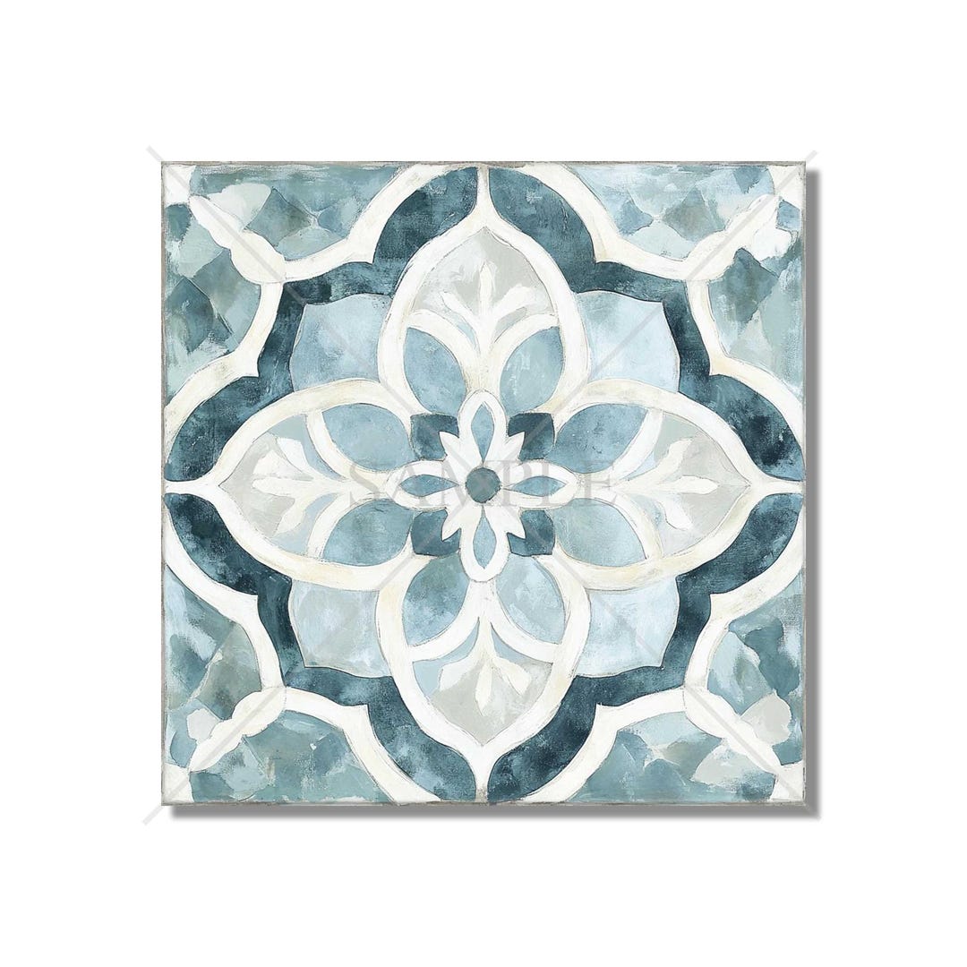Blue Patterned Ceramic Tile Patterned Blue off White Kitchen Tile ...